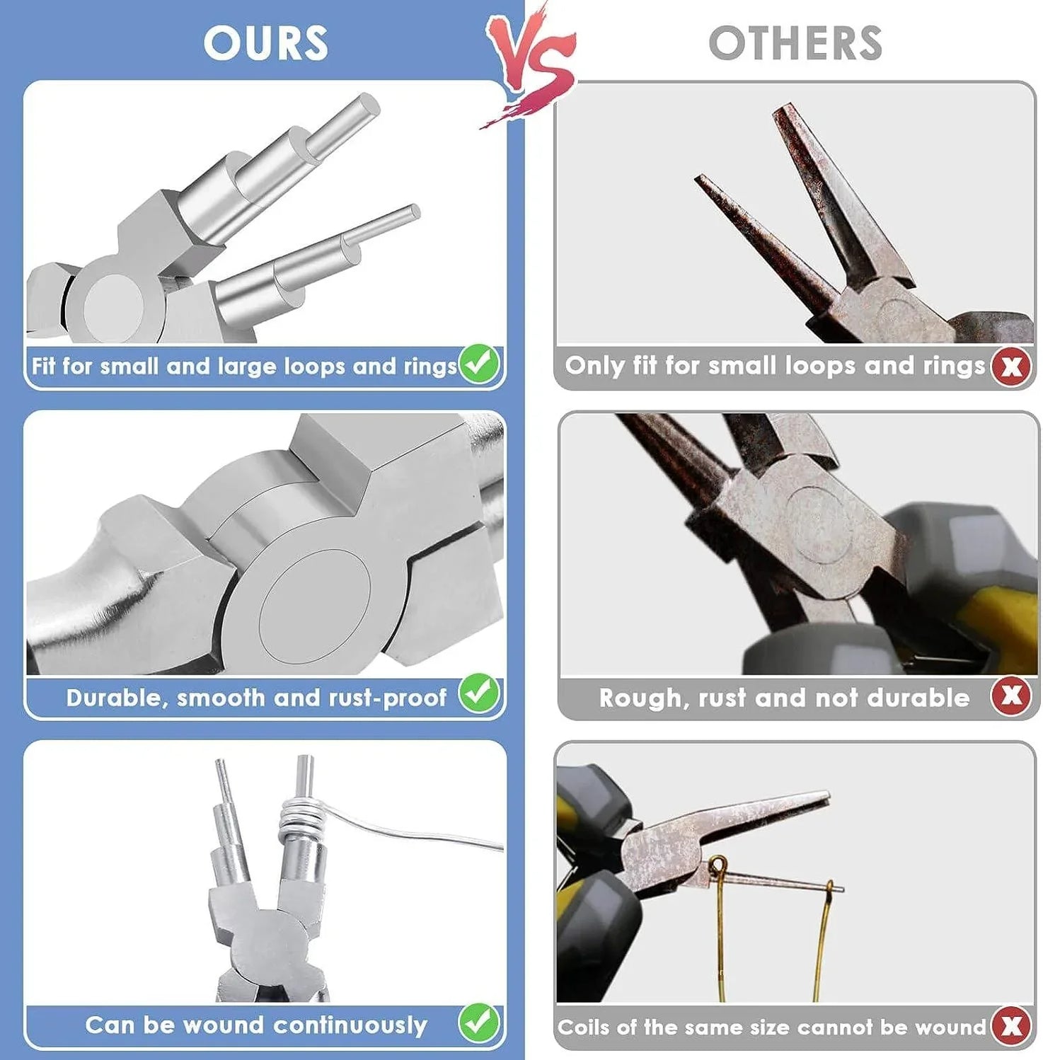 Bail Making Pliers, 6 in 1 Round Nose Pliers for Making Jump Rings, Wire Wrapping, Jewelry ...