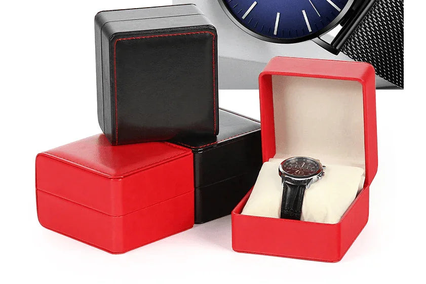 Black/Red PU Watch Boxes-JPM0226 — Jewelry Packaging Mall
