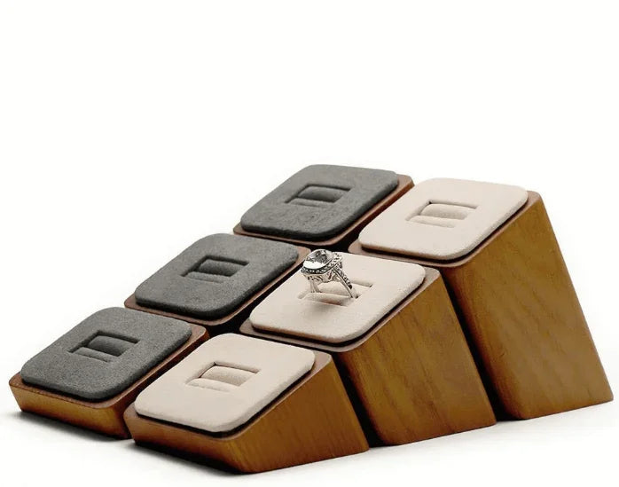 Stepped Wooden Ring Display — Jewelry Packaging Mall