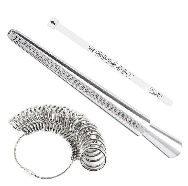 USUK EU FR Ring Sizer Measuring Tool, Metal Ring Sizing Kit with Finger ...